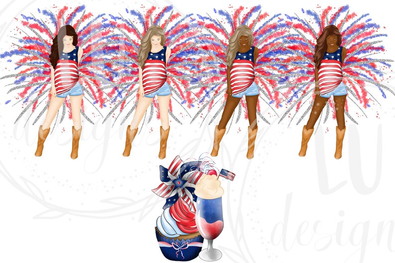 4th of July Clipart Independence Day Graphics Patriotic - Etsy
