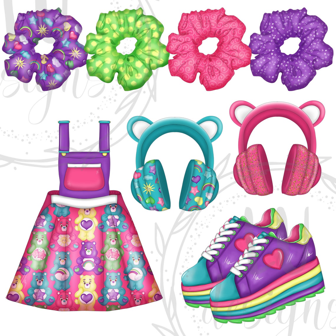 Rainbow Bears Clipart Lovely Bears Clipart Teddy Bears Planner - Etsy