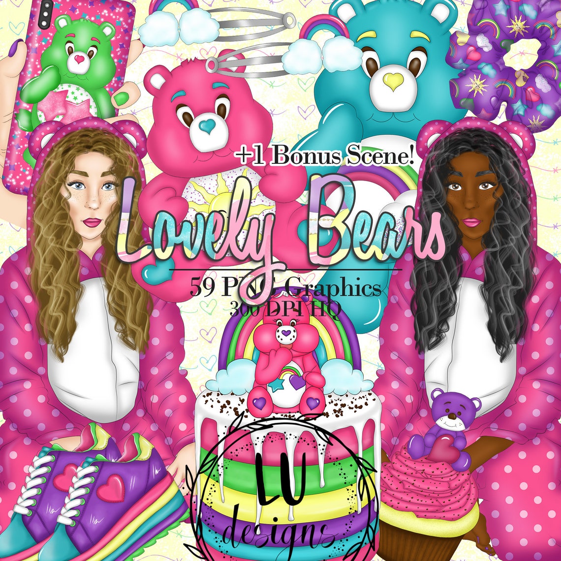 Rainbow Bears Clipart Lovely Bears Clipart Teddy Bears Planner - Etsy