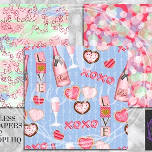 Valentines Day Digital Papers Romantic Seamless Pattern Love - Etsy