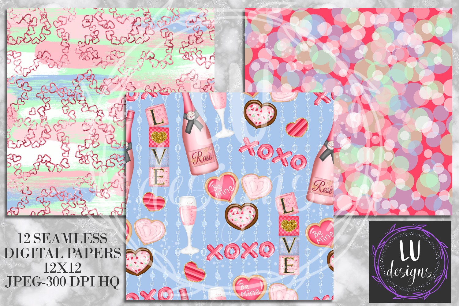 Valentines Day Digital Papers Romantic Seamless Pattern Love - Etsy