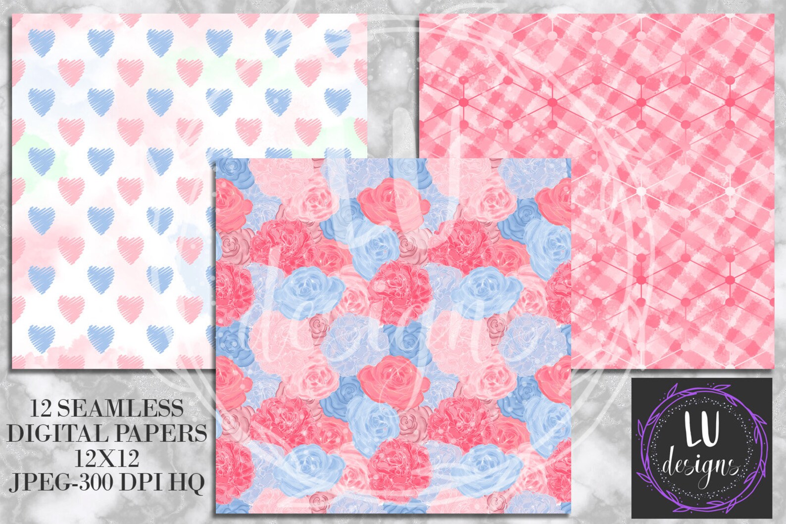 Valentines Day Digital Papers Romantic Seamless Pattern Love - Etsy