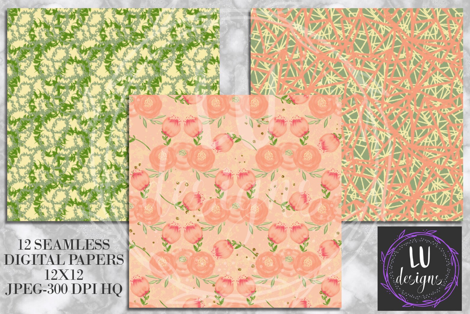 Spring Orange Flowers Digital Paper Watercolor Floral - Etsy