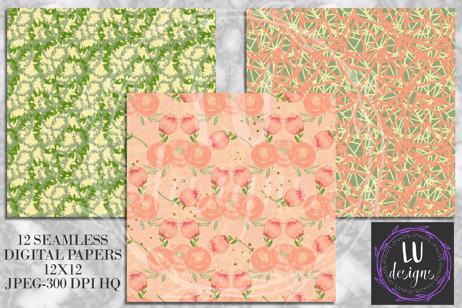 Spring Orange Flowers Digital Paper Watercolor Floral - Etsy