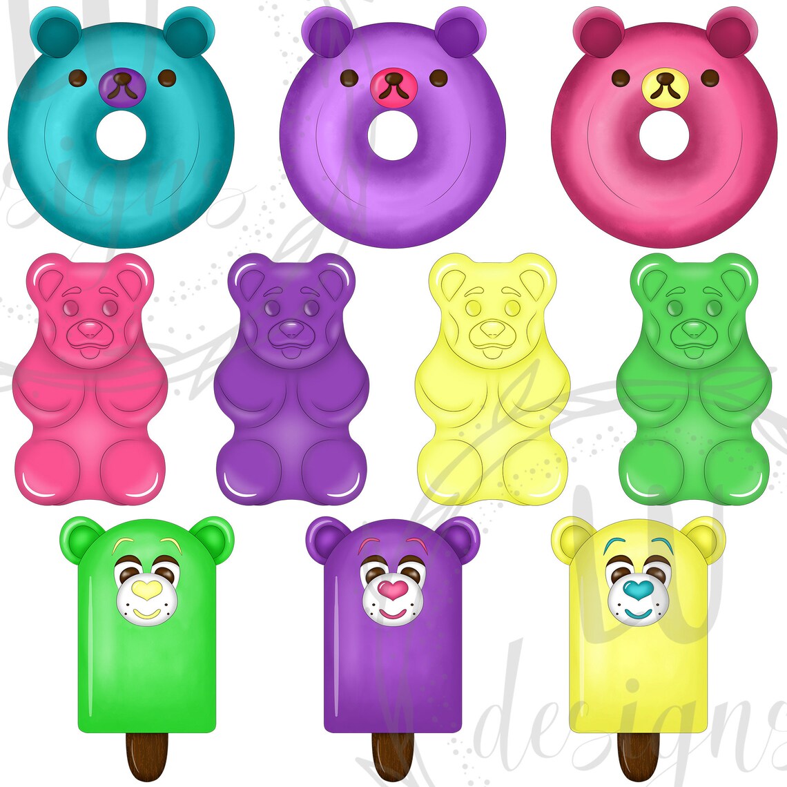 Rainbow Bears Clipart Lovely Bears Clipart Teddy Bears Planner - Etsy