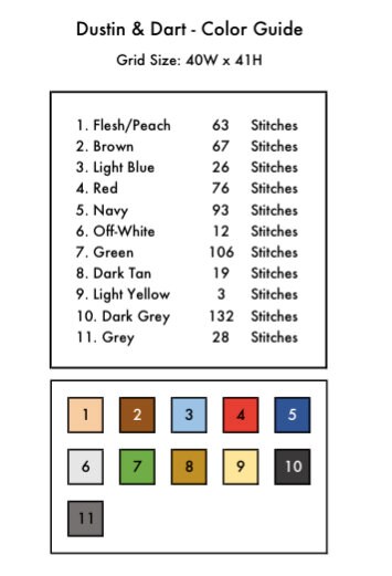 Dustin & Dart Stranger Things Cross Stitch Pattern easy - Etsy