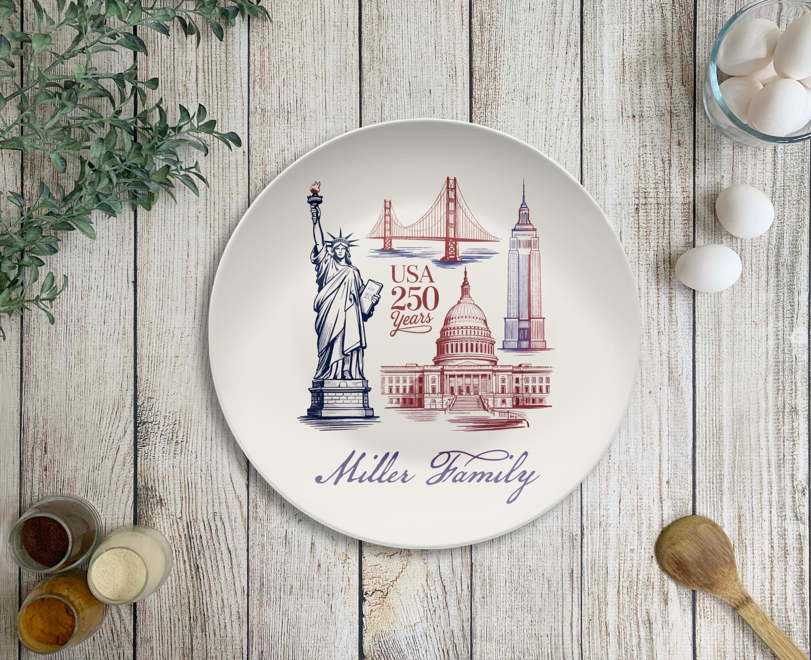 Personalized USA 250th Anniversary Plate, Patriotic Keepsake ...