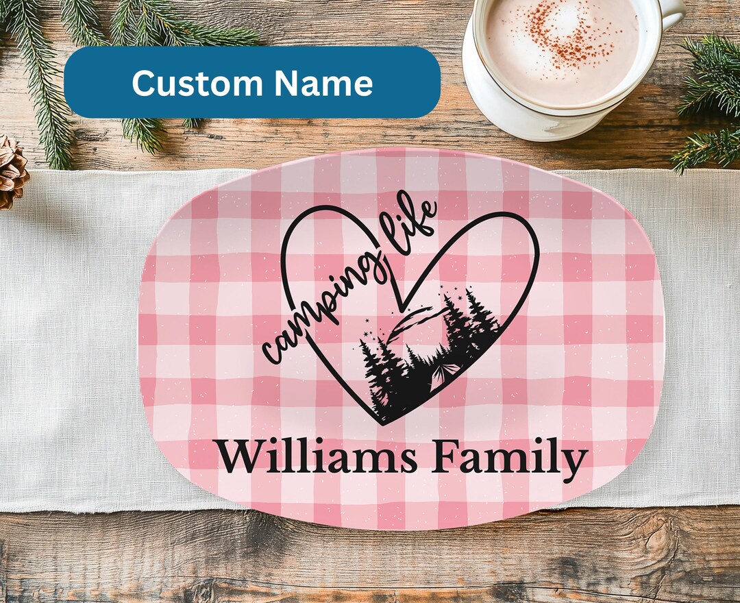 Personalized Camping Platter, Custom Family Name Campfire Tray, Camping ...