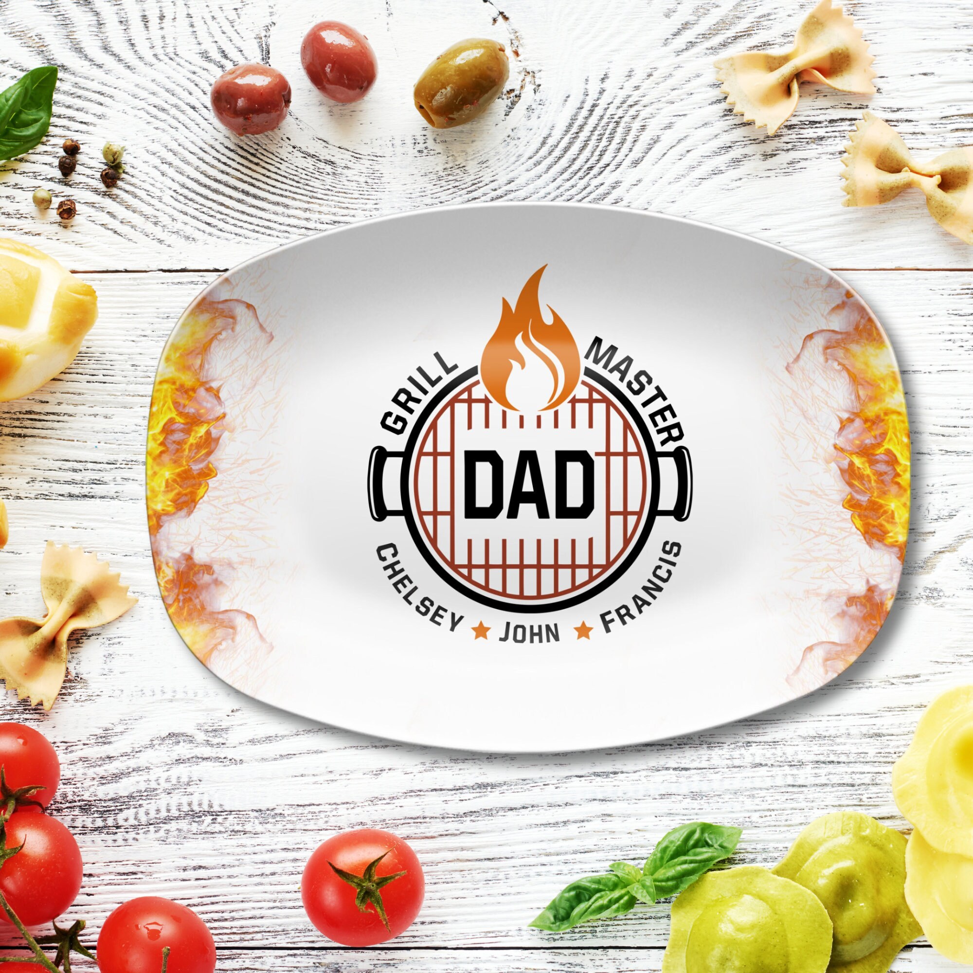 Personalized Grill Master Platter for Dad, Custom Serving Plate for ...