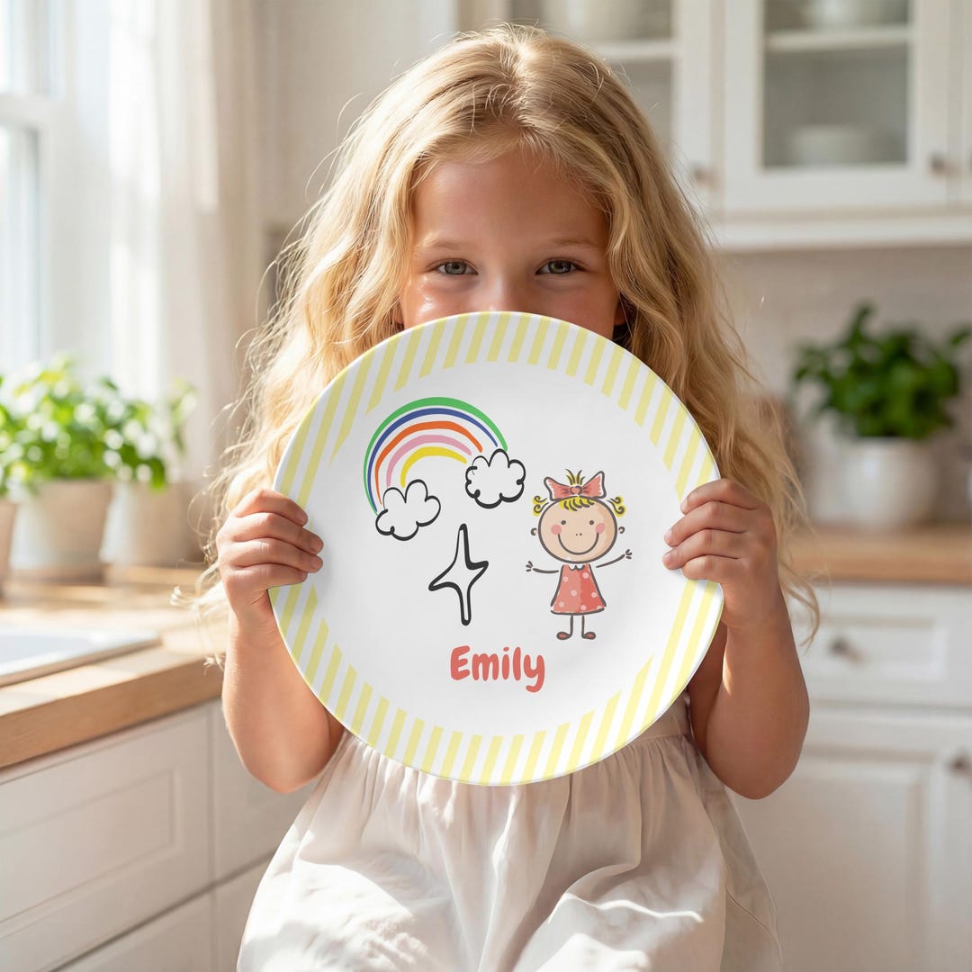 Personalized Kids Plate Custom Name Unbreakable Dinnerware Colorful ...