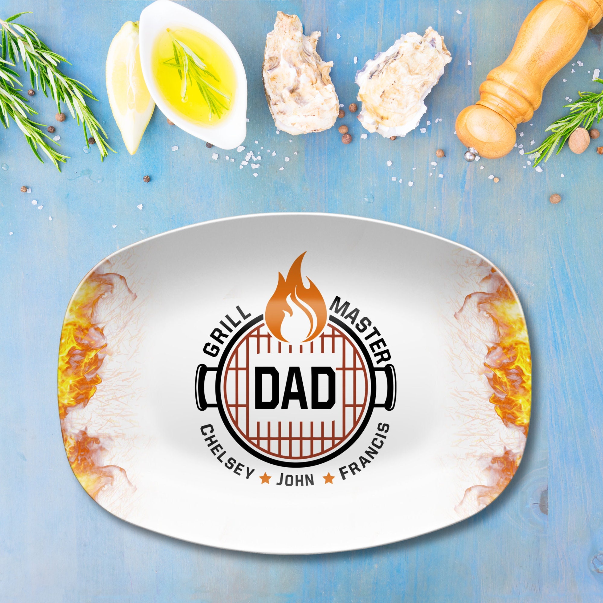 Personalized Grill Master Platter for Dad, Custom Serving Plate for ...