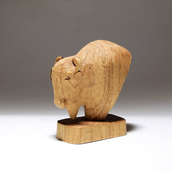 Wooden Buffalo Statue - Etsy