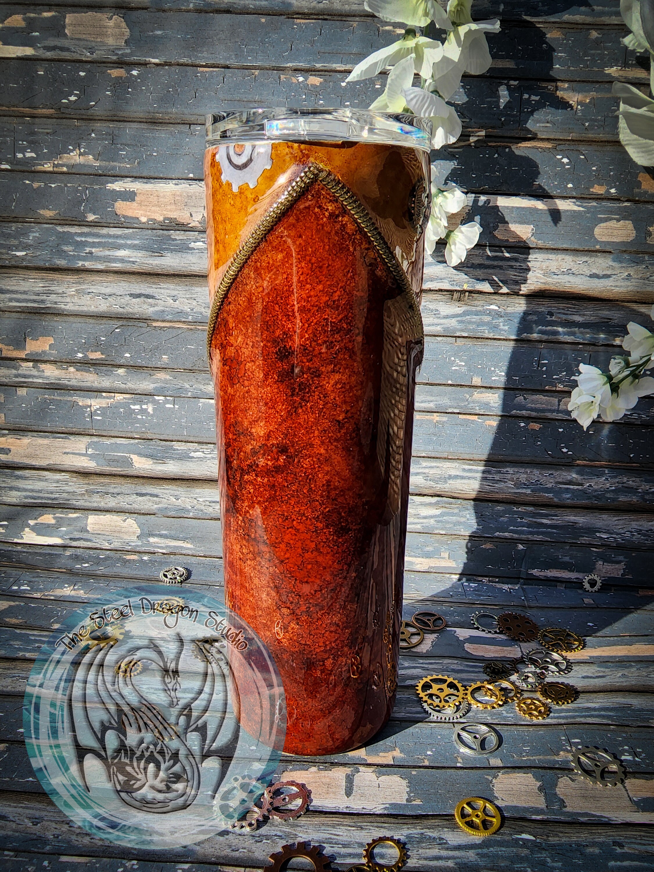 Steampunk Zipper With Gears Unique Tumbler Glitter Travel - Etsy