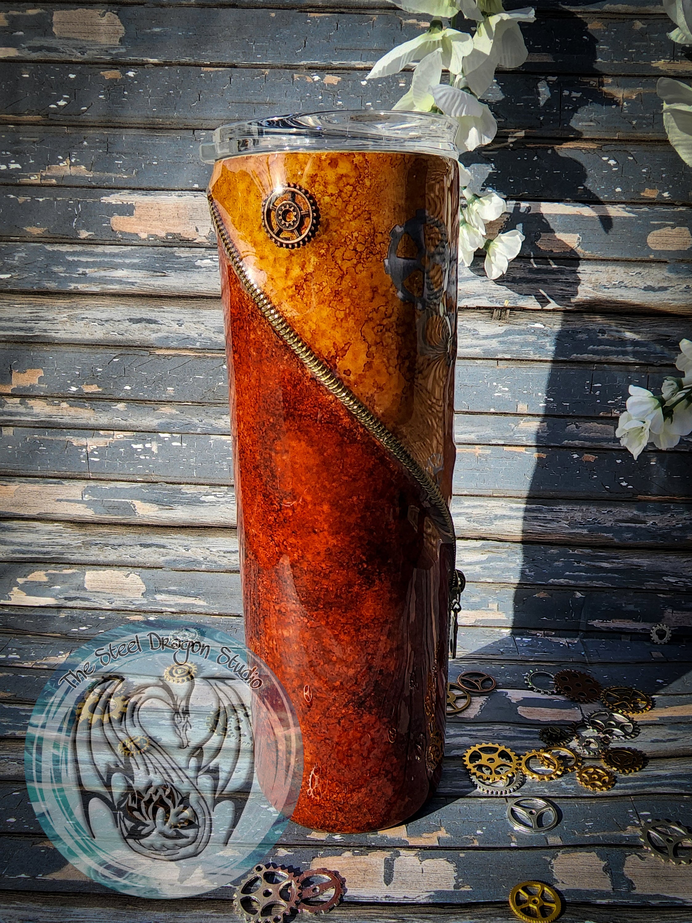 Steampunk Zipper With Gears Unique Tumbler Glitter Travel - Etsy