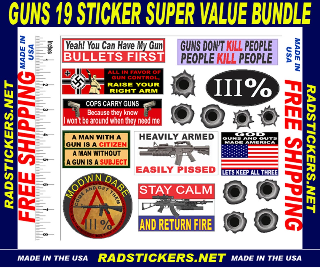 Hard Hat Stickers, Gun Stickers, Pack of 10 Best Sellers Plus 9 Cool ...