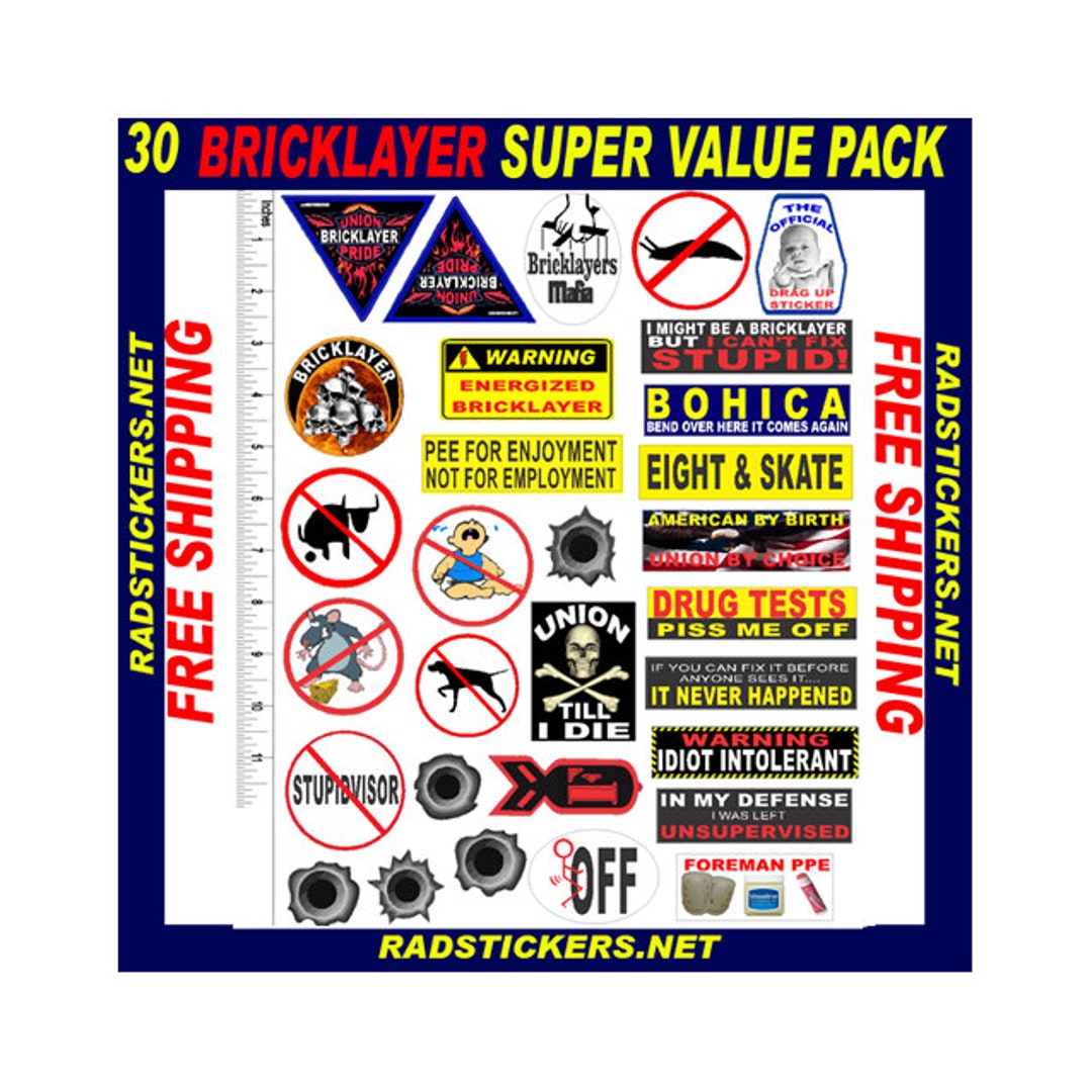 Hard Hat Sticker, Bricklayers Super Value Sticker Pack - Etsy