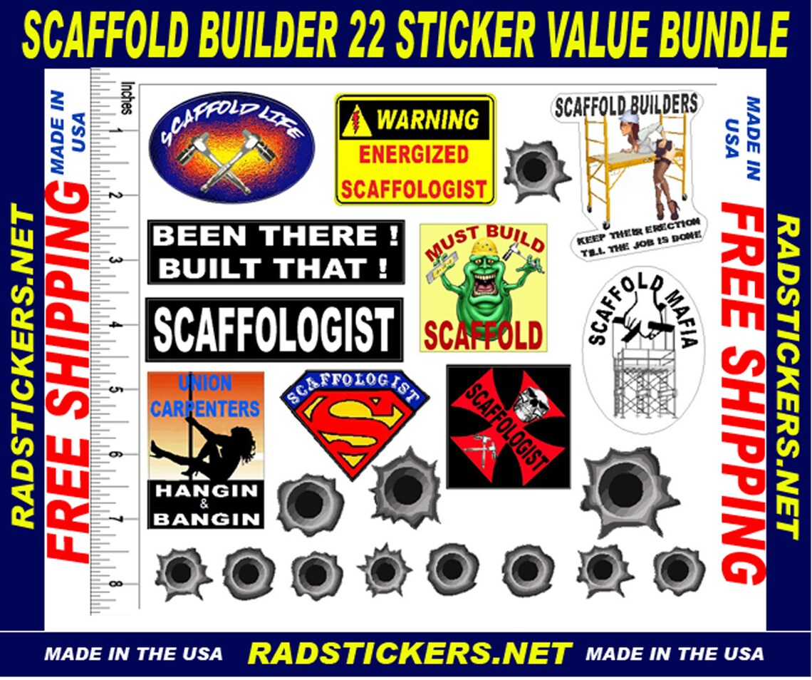 Scaffold Builder Hard Hat Stickers, a Sheet of 10 Stickers You Won't ...