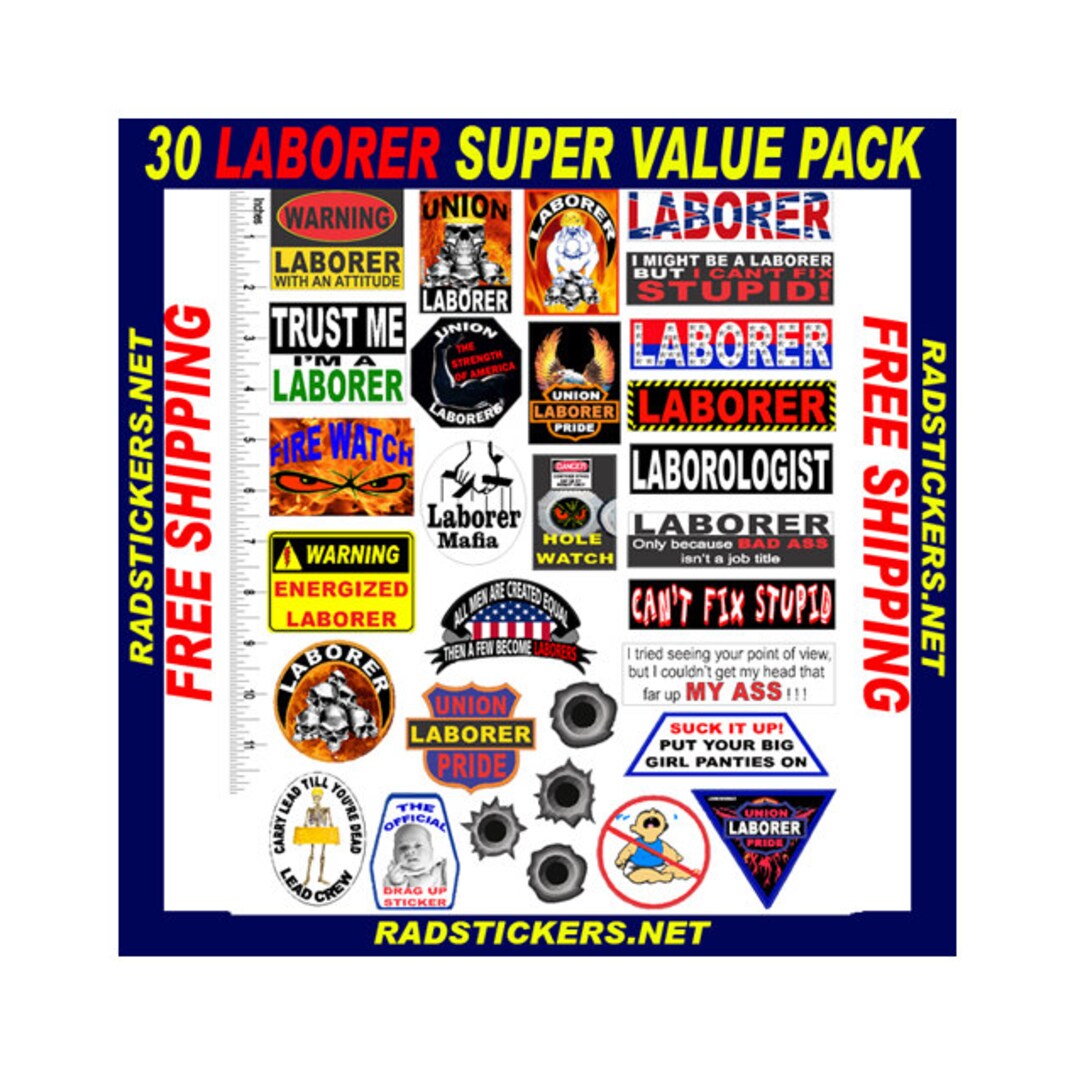 Hard Hat Stickers, LABORER, 30 Sticker Super Value Pack - Etsy