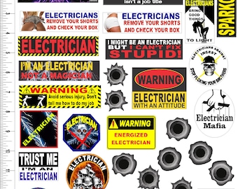 Hard Hat Stickers ELECTRICIAN 21 Sticker Super Value Pack | Etsy