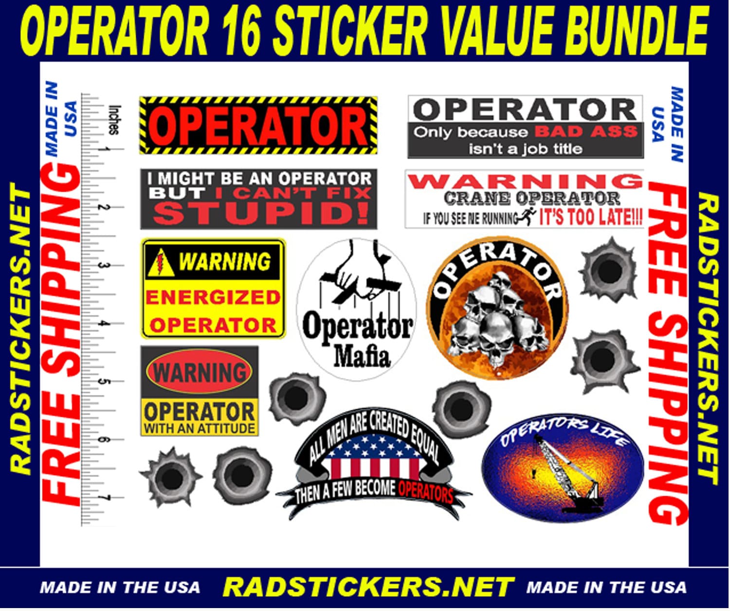 Operator Hard Hat Stickers Value 10 Pack of Best Sellers Plus - Etsy