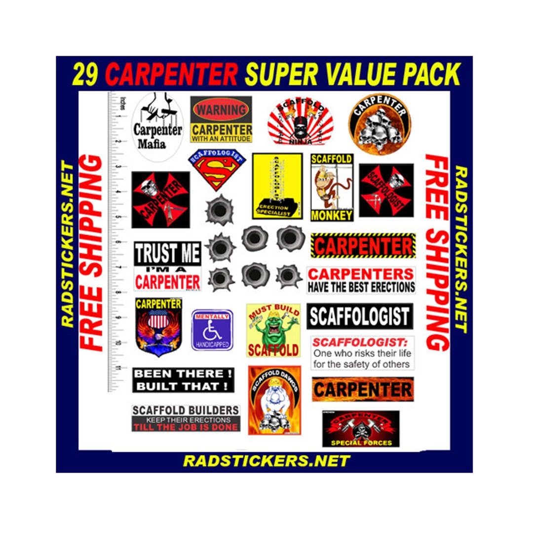 Hard Hat Stickers, Carpenter 29 Sticker Super Value Pack - Etsy