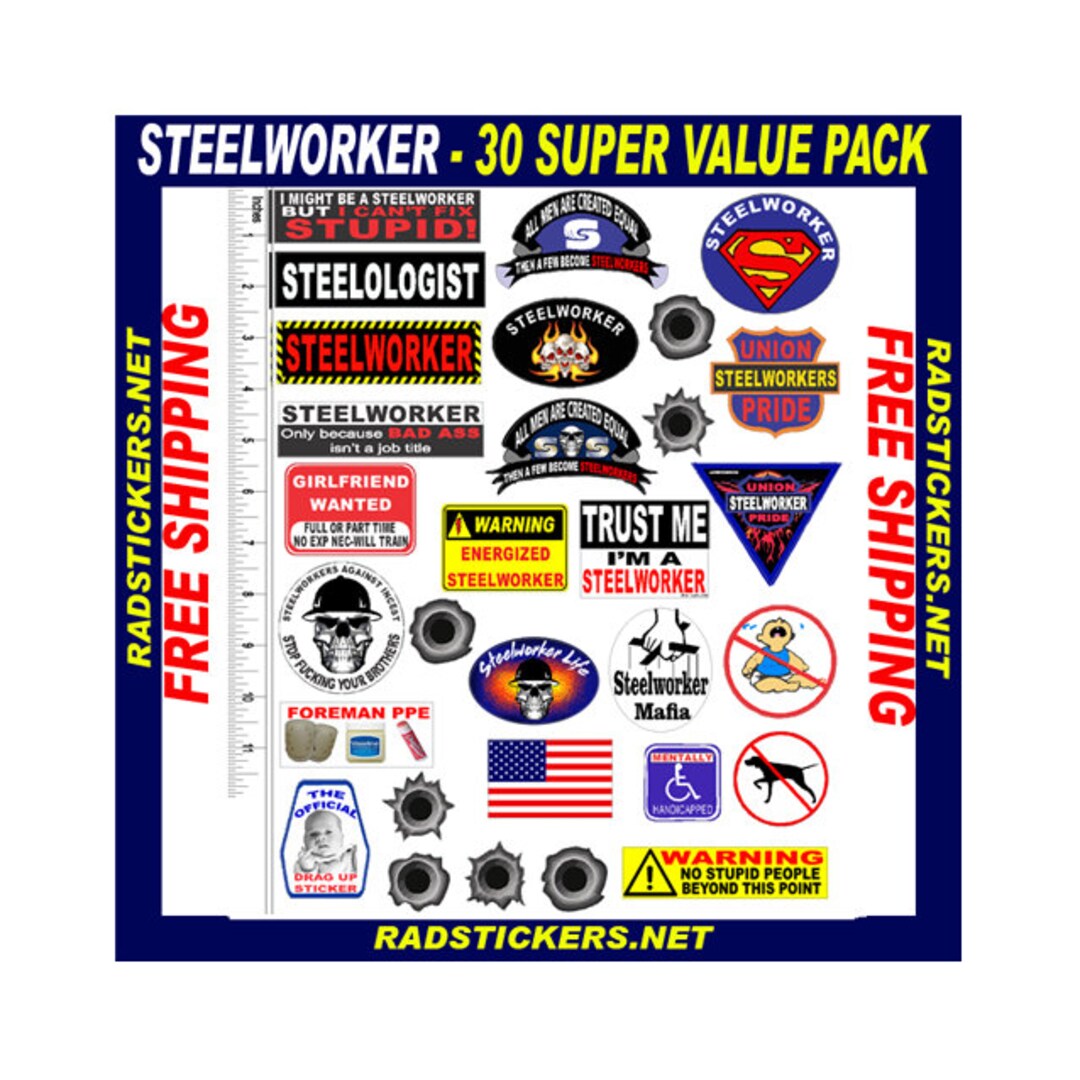 Hard Hat Stickers, STEELWORKER, 30 Sticker Super Value Pack - Etsy