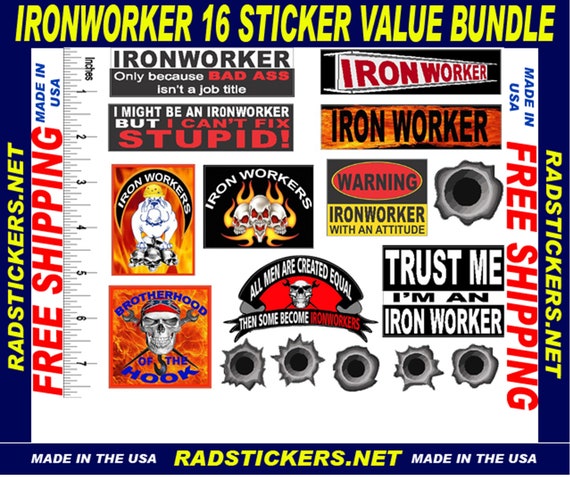 Hard Hat Stickers Ironworker Value Bundle of 10 Best Sellers | Etsy