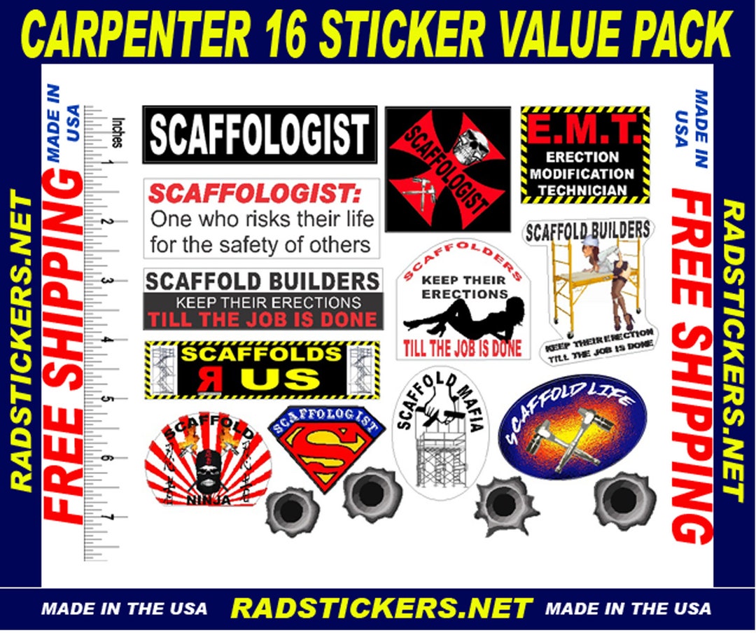 Hard Hat Stickers, Scaffold Builders Value Pack of 12 Best Sellers Plus ...