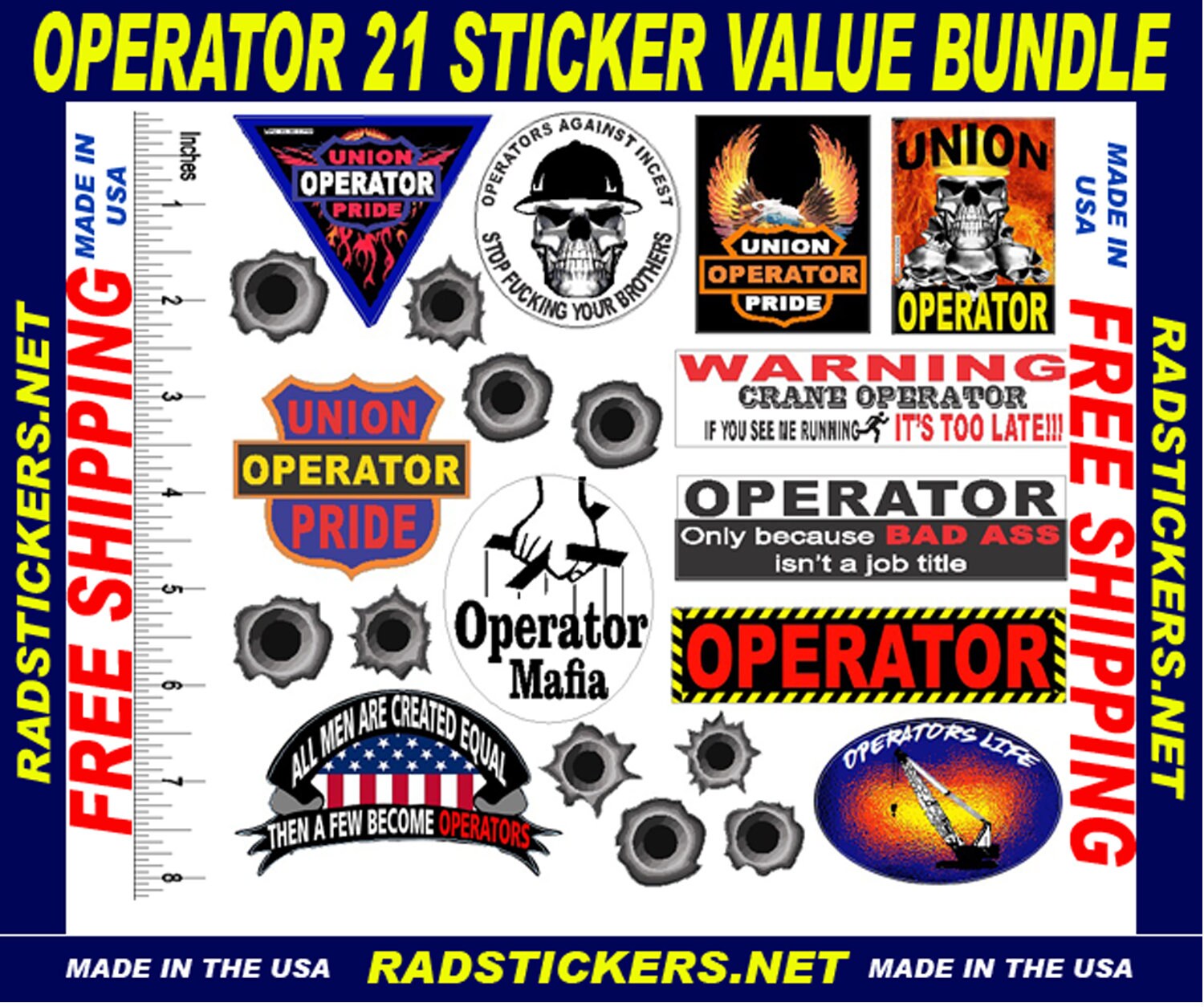 Operator Hard Hat Stickers, A Full Sheet of 11 Operator Stickers You ...