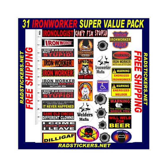 Hard Hat Stickers IRONWORKER 31 Sticker Super Value Pack | Etsy