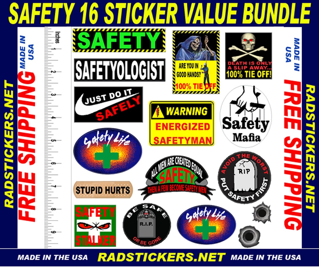 Safety Hard Hat Stickers, Value Pack of the Top Safety Stickers Plus 2 ...