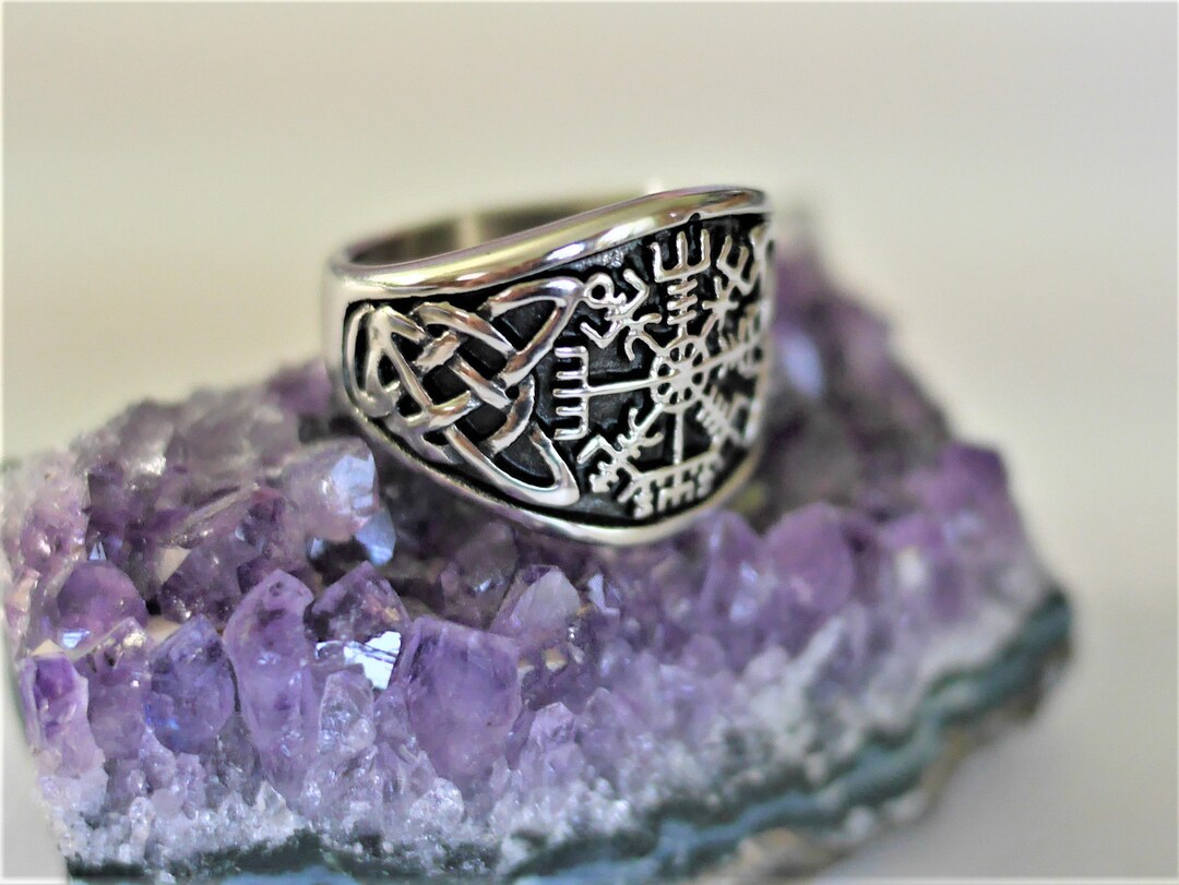 Vegvisir and Valknut Signet Ring/viking Protection Talisman/nordic ...