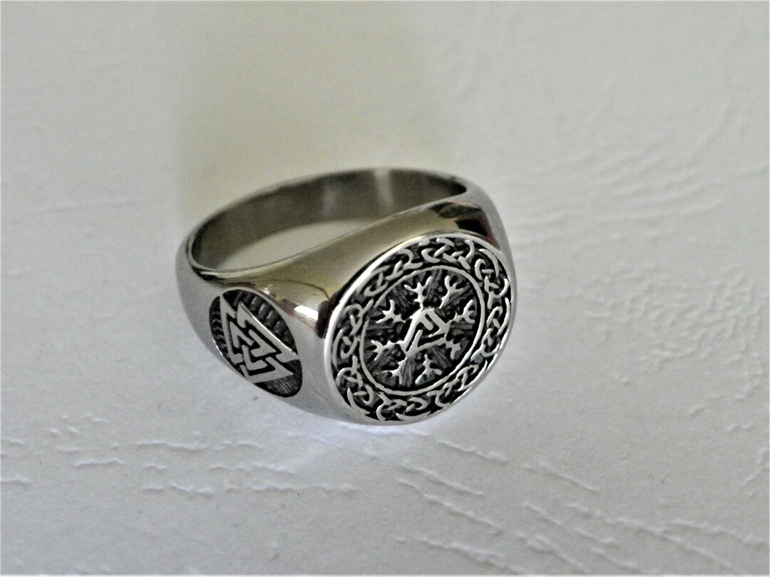 Viking Signet Ring Ægishjálmur//valknut//viking Seal of Protection ...
