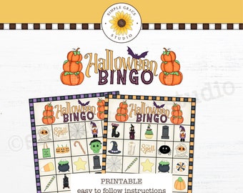 EASY PRINT Halloween Bingo Cards digital File 40 Cards - Etsy