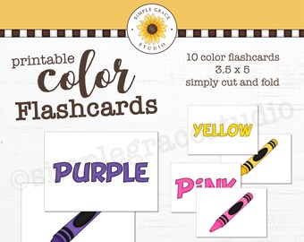 Learn Colors 12 Flashcards for Toddler Preschool Learning - Etsy
