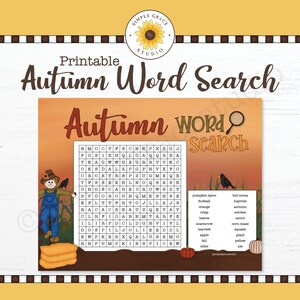 Autumn Word Search ~ Printable ~ 8.5x11 - Etsy