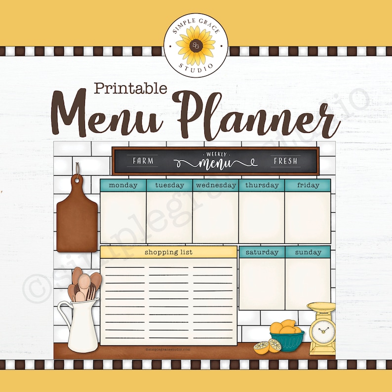 Menu Planner ~ Printable Menu Planner ~ Digital Menu Planner - Etsy