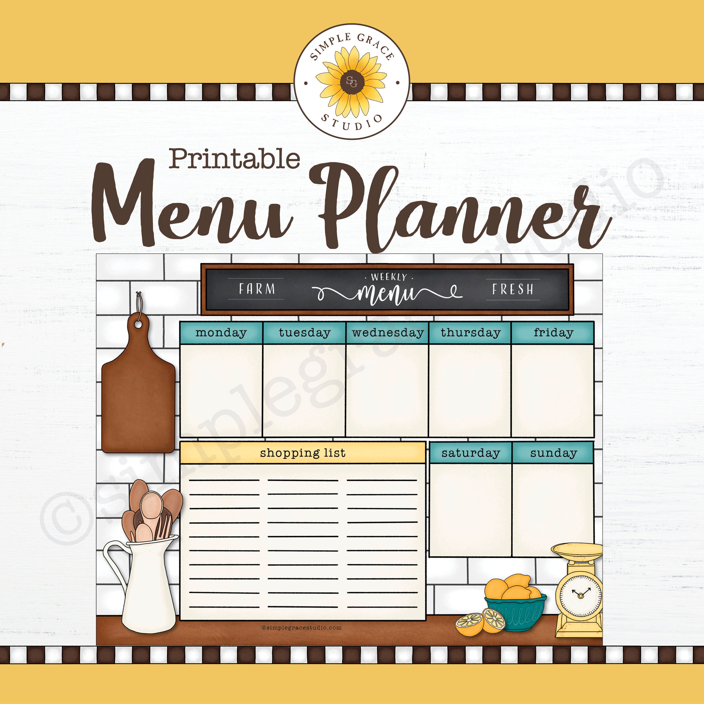 Menu Planner ~ Printable Menu Planner ~ Digital Menu Planner - Etsy