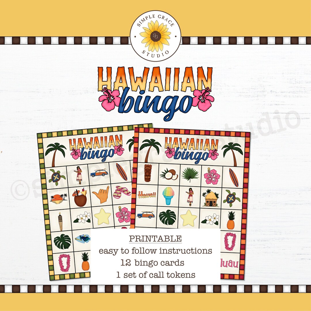 Luau ~ Bingo ~ Luau Bingo ~ Hawaiian Bingo ~ Bingo Game ~ Bingo Set - Etsy