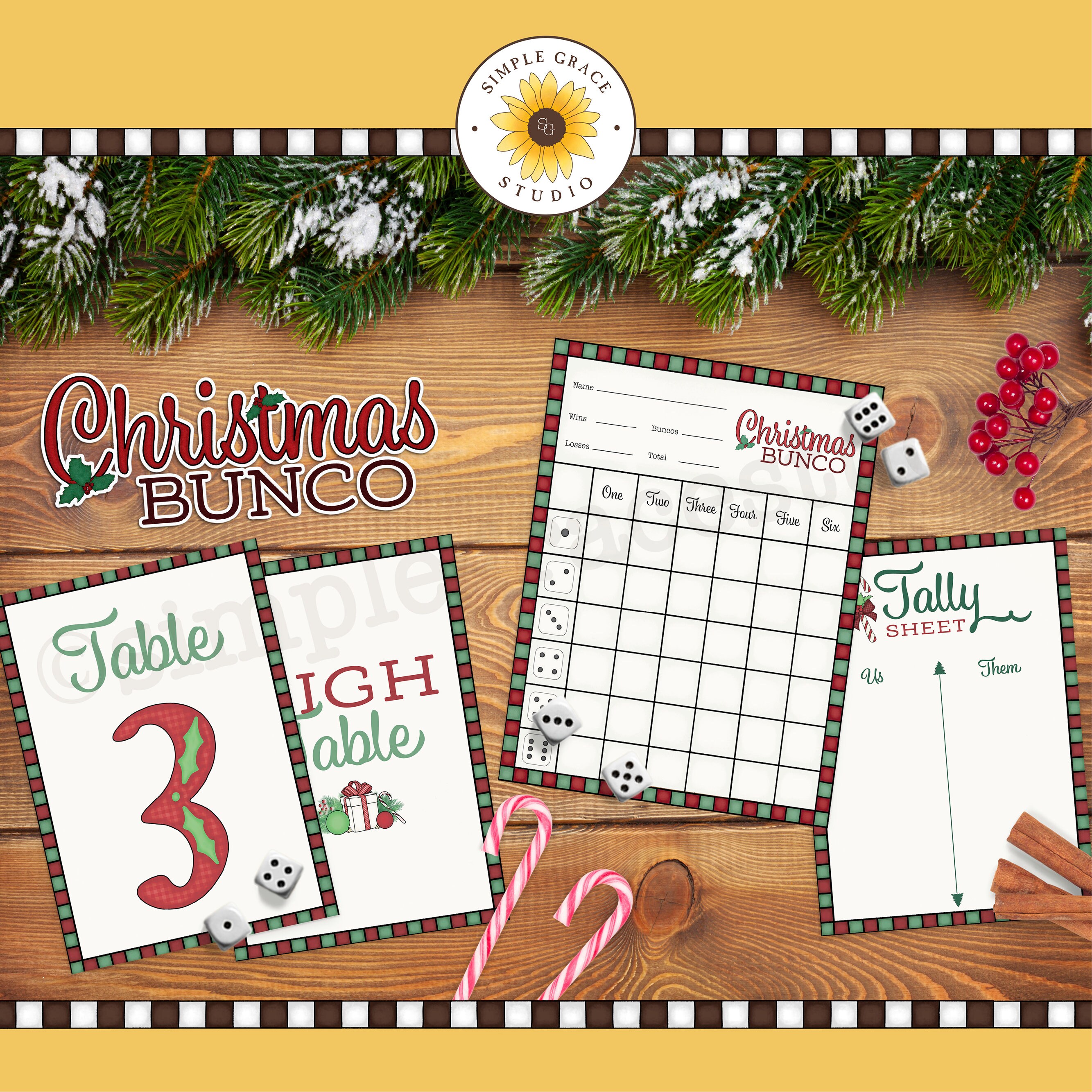 Bunco ~ Bunco Game Set ~ Christmas Bunco ~ Printable Bunco ~ Printable ...