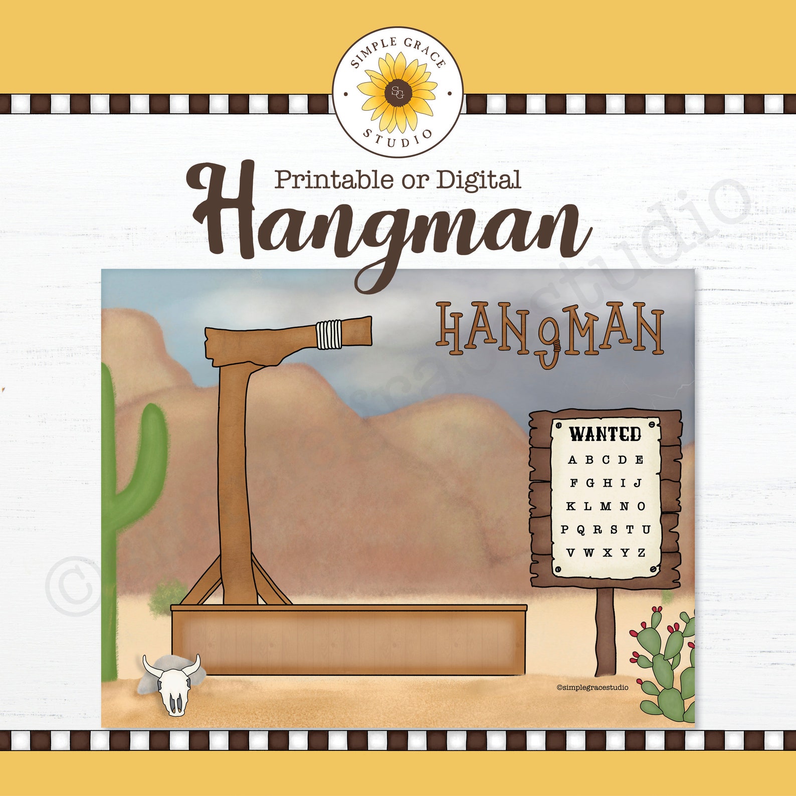Hangman Game ~ Printable Hangman ~ Digital Hangman - Etsy