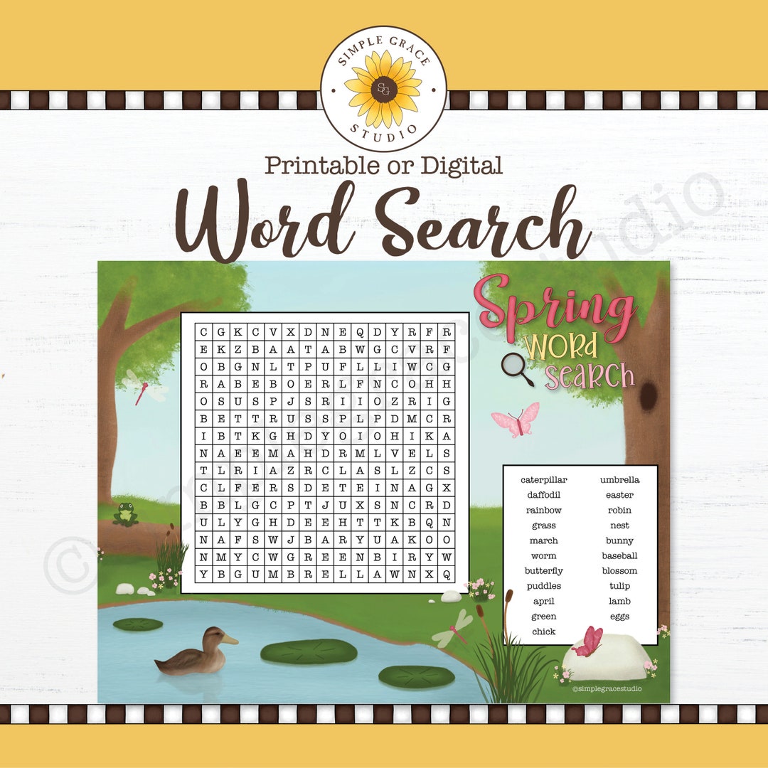 Word Search ~ Spring Word Search ~ Printable ~ Printables - Etsy