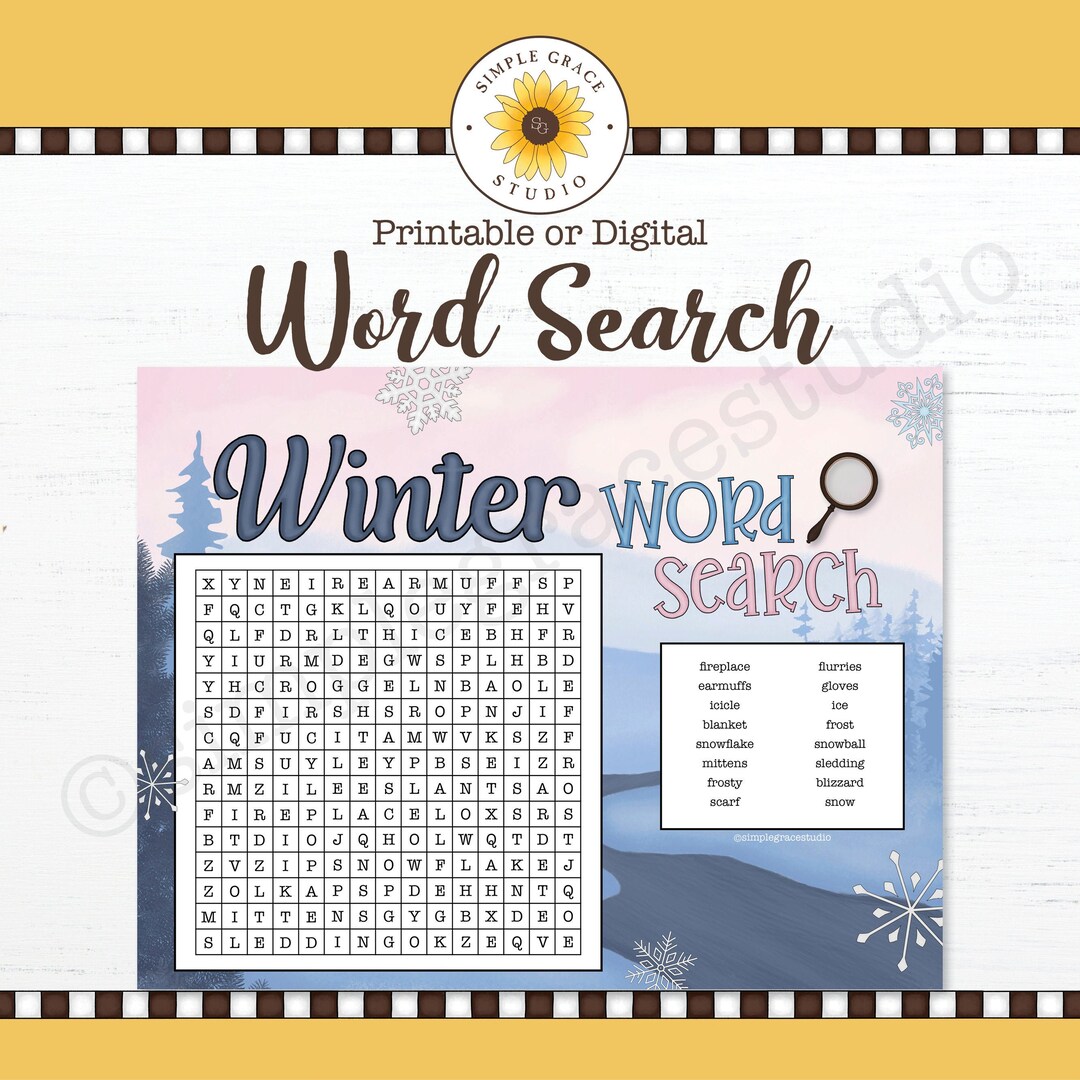 Winter Word Search ~ Word Search ~ Printable ~ Printables - Etsy