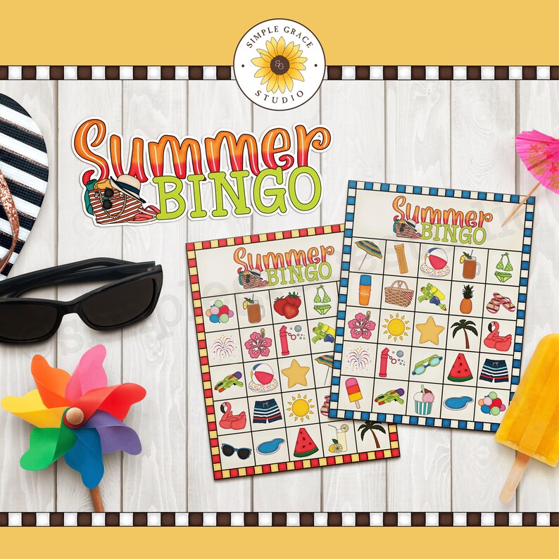 Summer Bingo ~ Bingo ~ Summer ~ Bingo Game ~ Bingo Cards ~ Printable ...