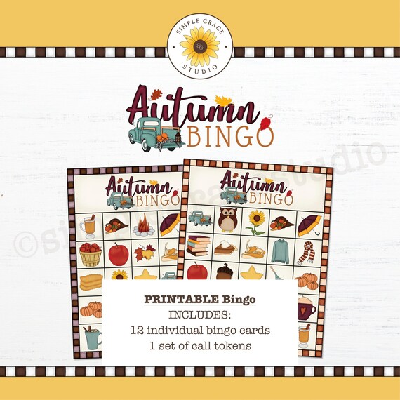 Bingo Autumn Bingo Bingo Cards Bingo Game - Etsy
