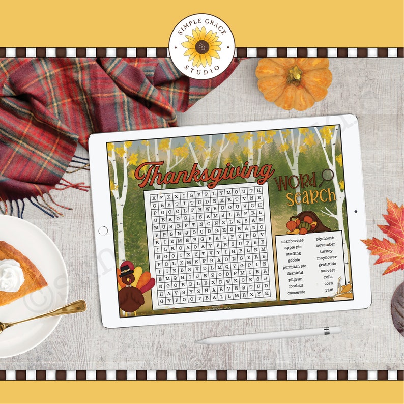 Thanksgiving Word Search ~ Word Search ~ Printable ~ Printables - Etsy