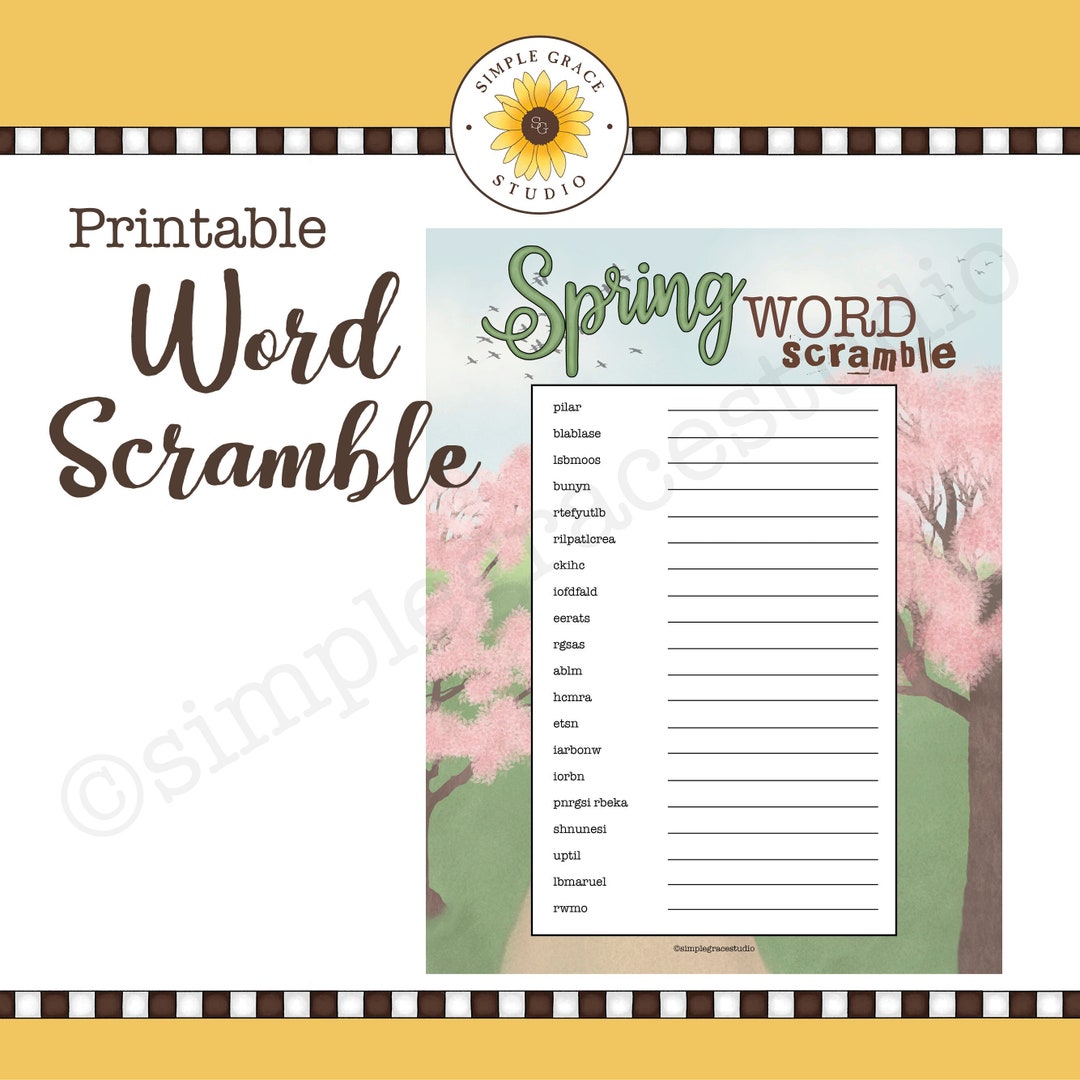 Spring - Word Scramble - Printable - Etsy