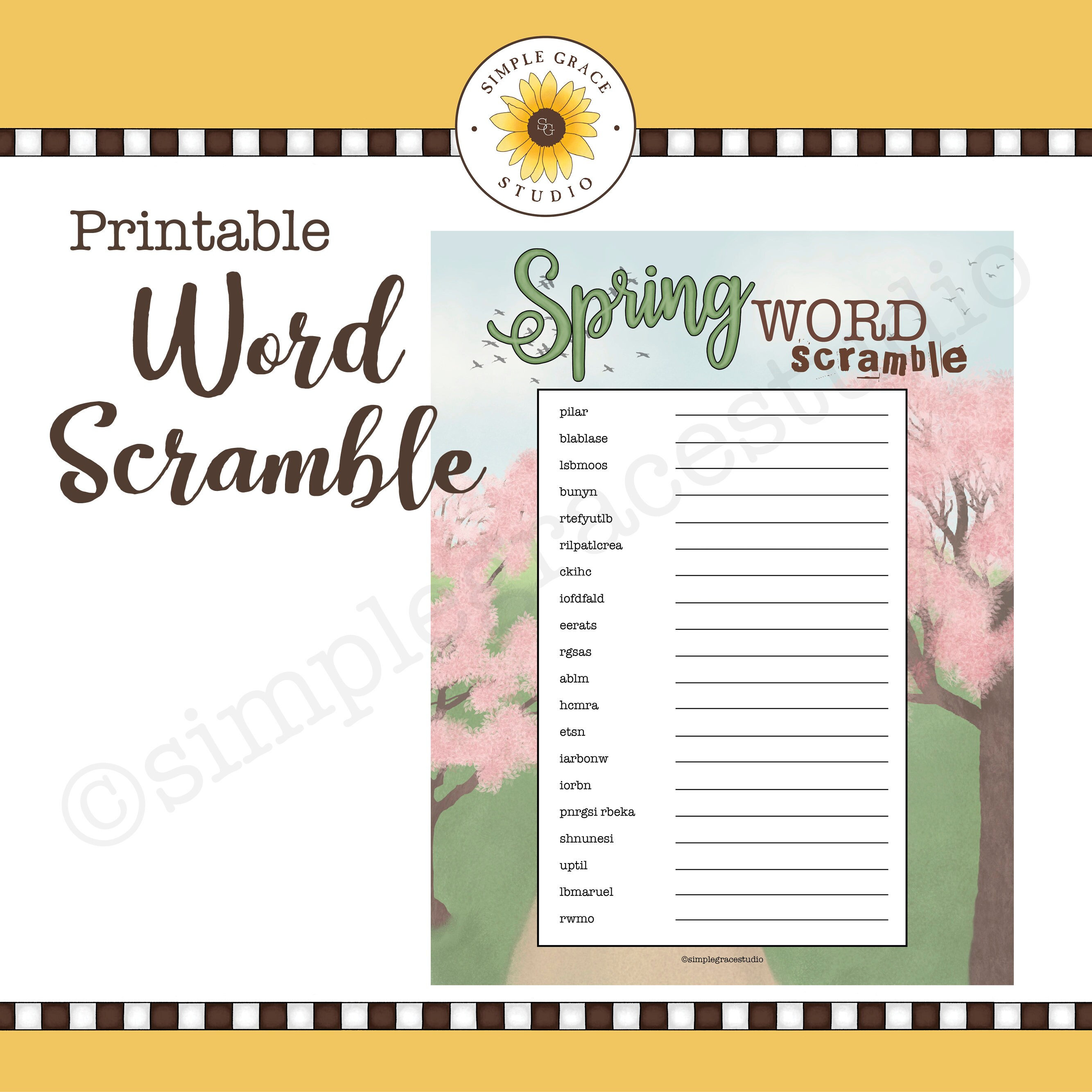 Spring Word Scramble Printable - Etsy