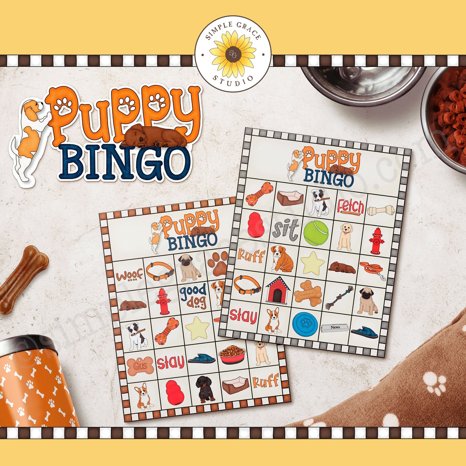 Dog Bingo ~ Printable Bingo ~ Bingo Cards ~ Bingo Game ~ Puppy Bingo ...