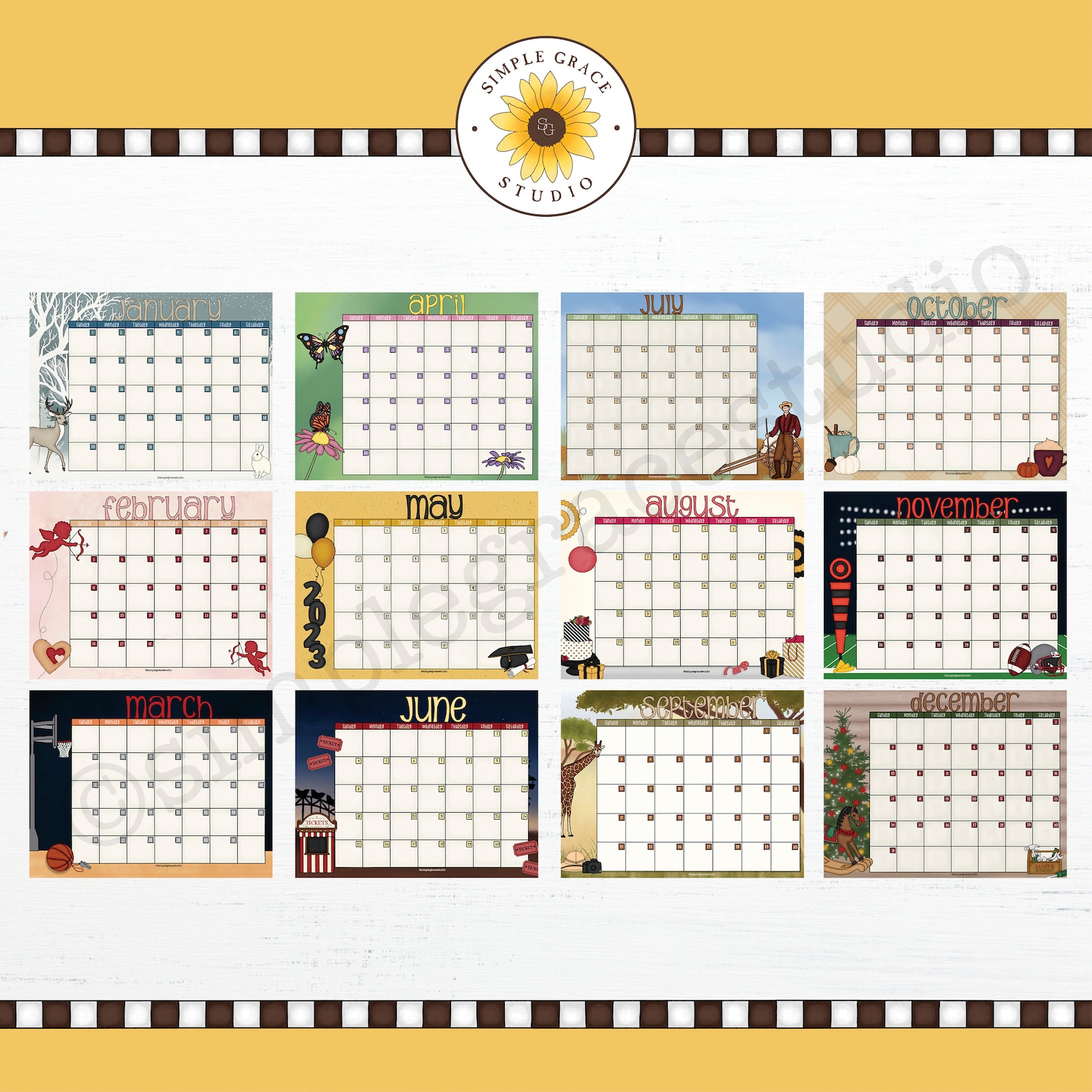 2023 Calendar ~ Printable Calendar ~ Digital Calendar ~ Planner - Etsy